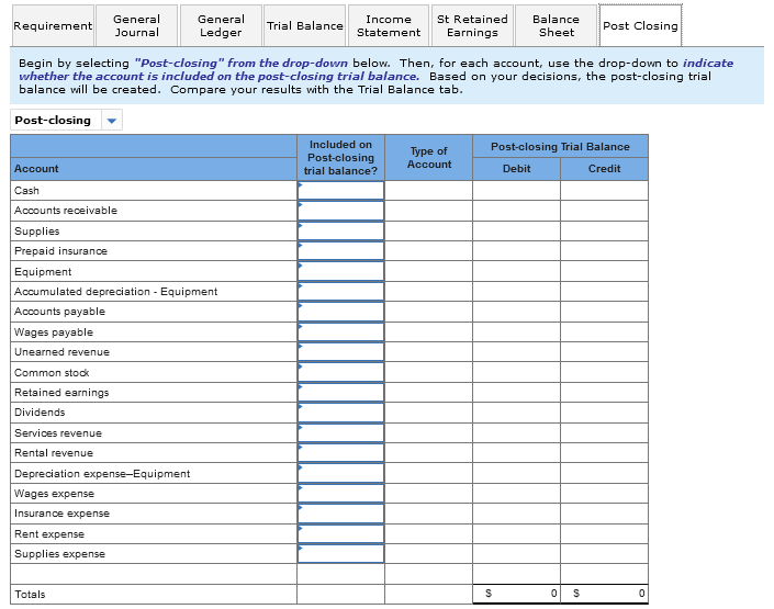 Use the drop-downs to select the accounts properly | Chegg.com