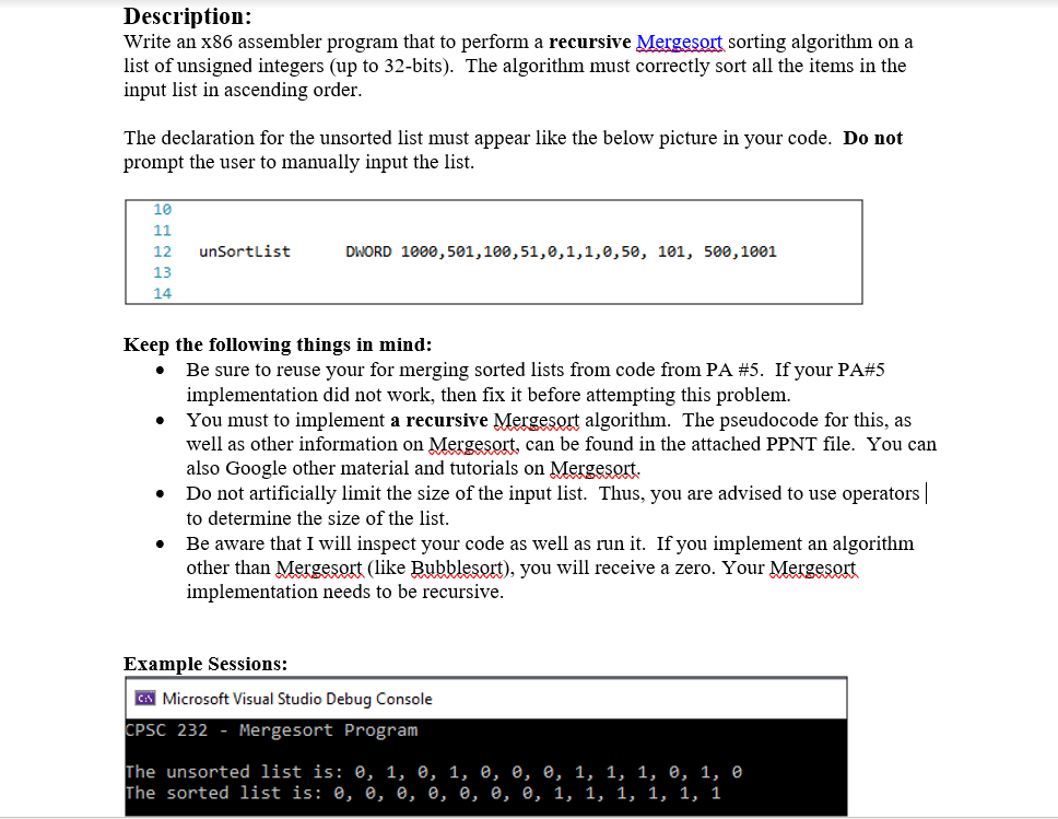 Solved Description Write An X86 Assembler Program That To 