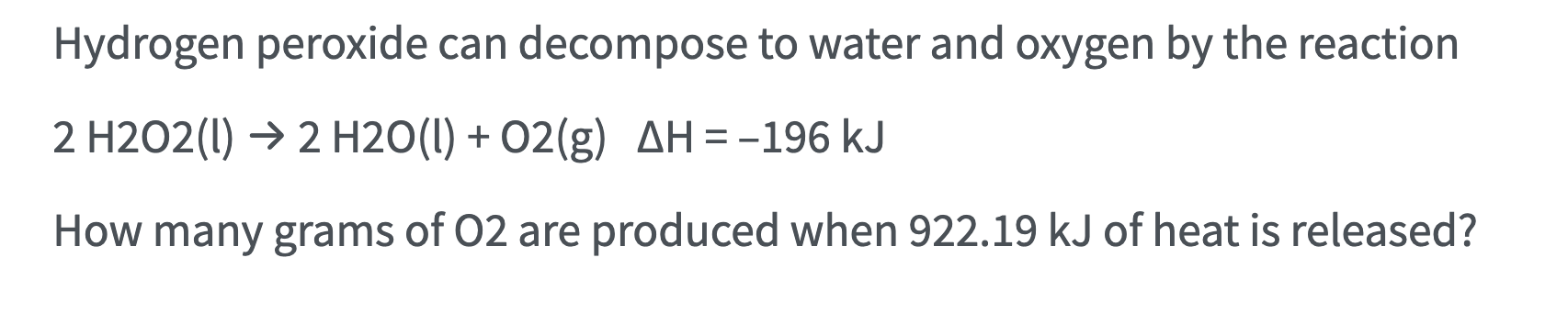 Solved Hydrogen peroxide can decompose to water and oxygen | Chegg.com