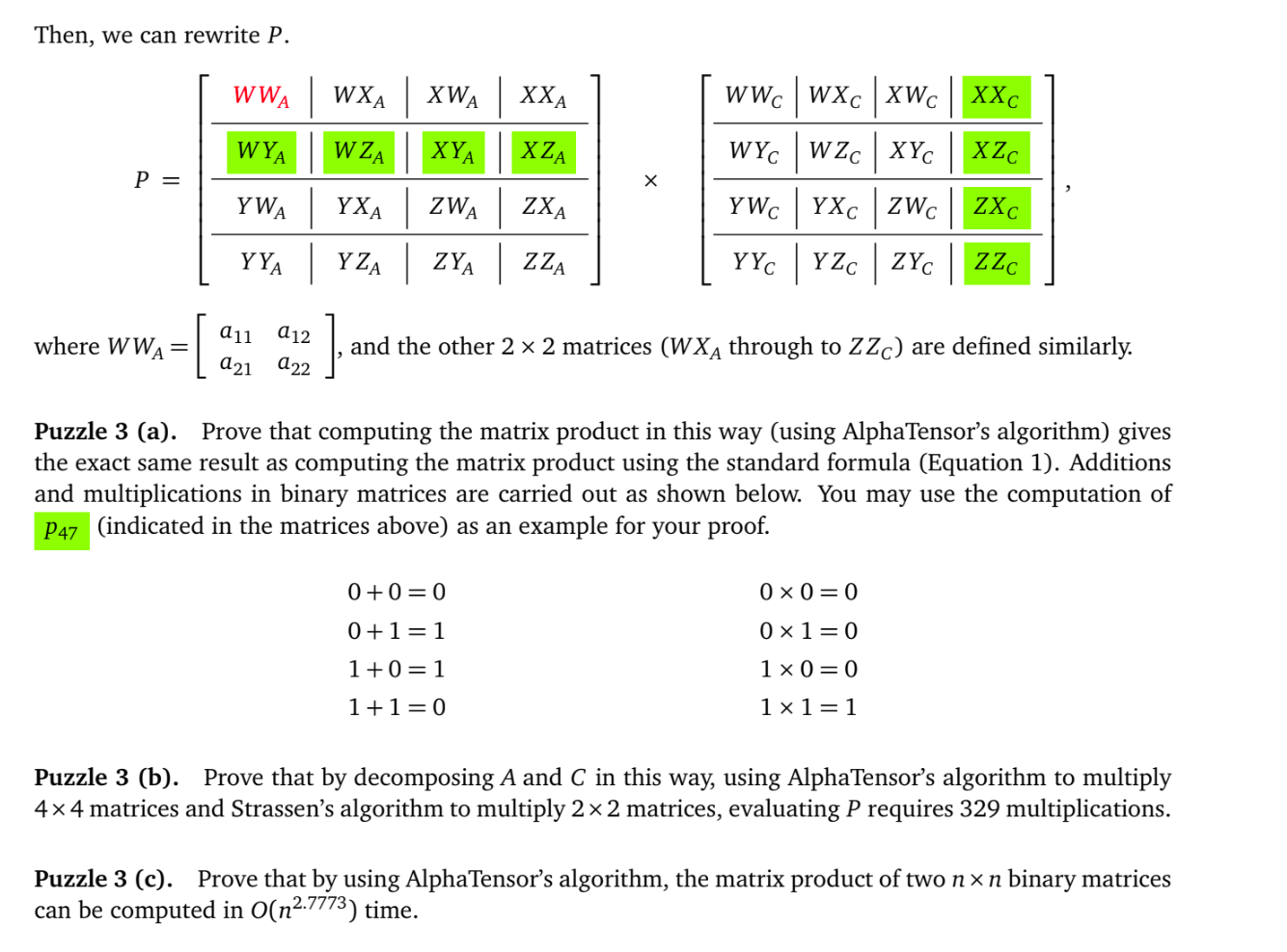 Solved Puzzle 3. Last year, Google DeepMind's AI AlphaTensor | Chegg.com