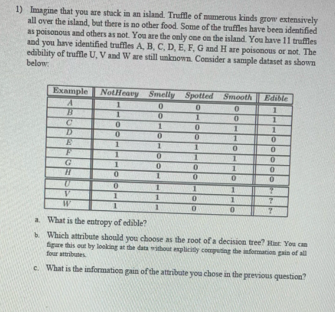 Solved 1) Imagine that you are stuck in an island. Truffle | Chegg.com