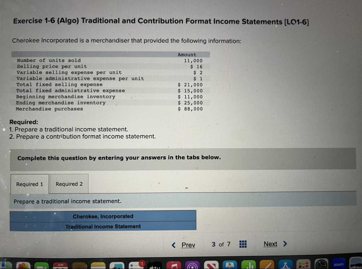 Solved Exercise 1-6 (Algo) Traditional and Contribution | Chegg.com