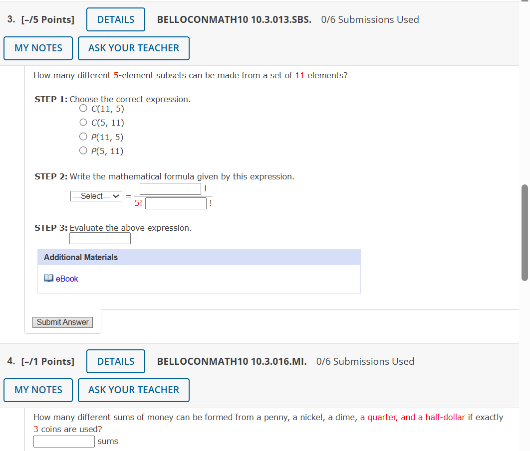 Solved How many different 5 -element subsets can be made | Chegg.com