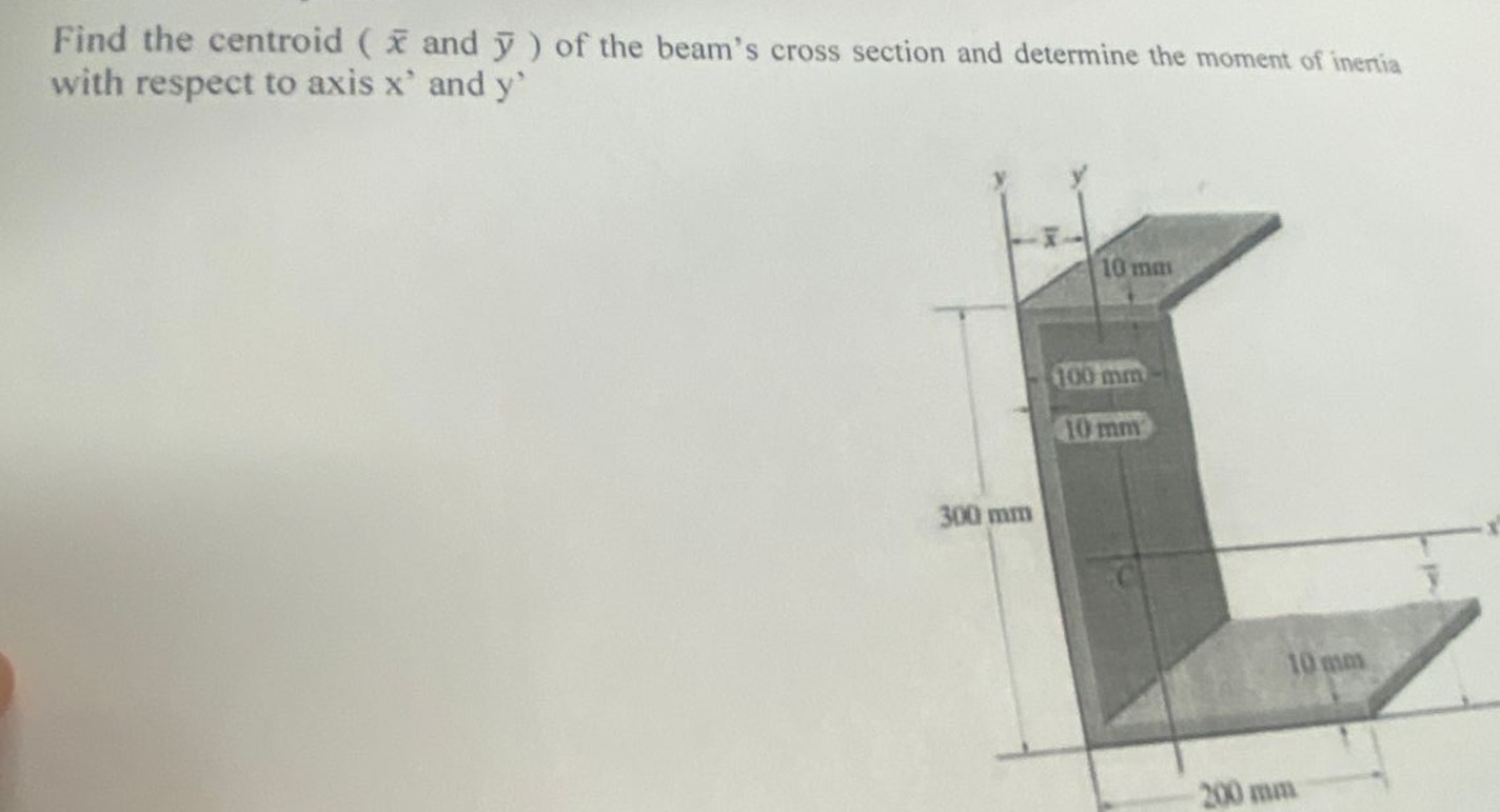 Solved Find the centroid ( x‾ ﻿and ?bar (y) ) ﻿of the beam's | Chegg.com