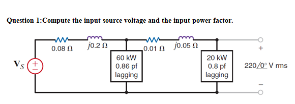 Solved Question 1compute The Input Source Voltage And The 