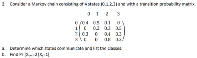 Solved 2. Consider a Markov chain consisting of 4 states | Chegg.com