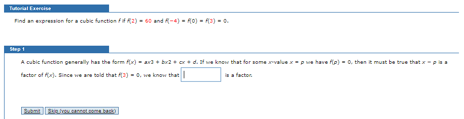Solved Tutorial ExerciseFind an expression for a cubic | Chegg.com