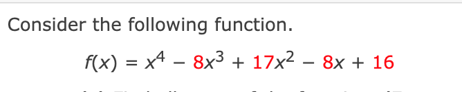 Solved Consider The Following Function