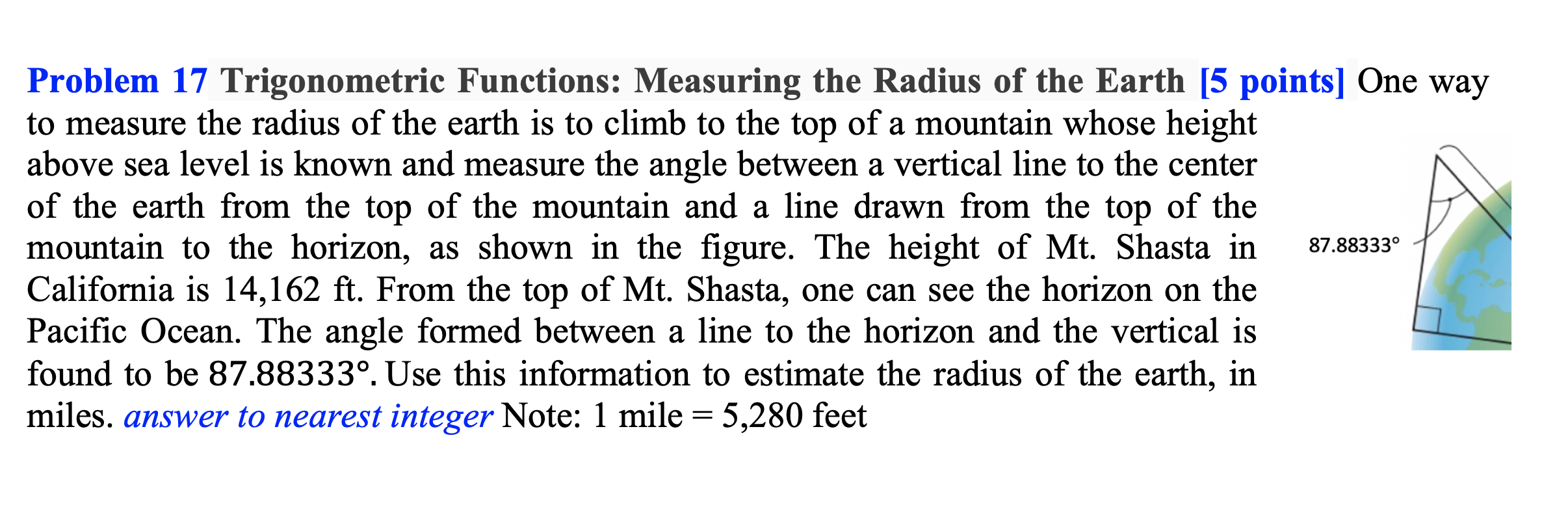 Solved Problem 17 Trigonometric Functions: Measuring the | Chegg.com
