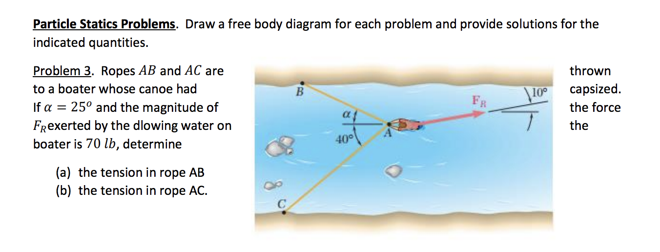 Solved Particle Statics Problems. Draw a free body diagram | Chegg.com