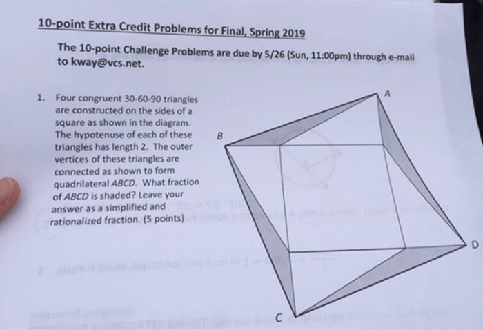 Solved 10-point Extra Credit Problems for Final, Spring 2019 | Chegg.com