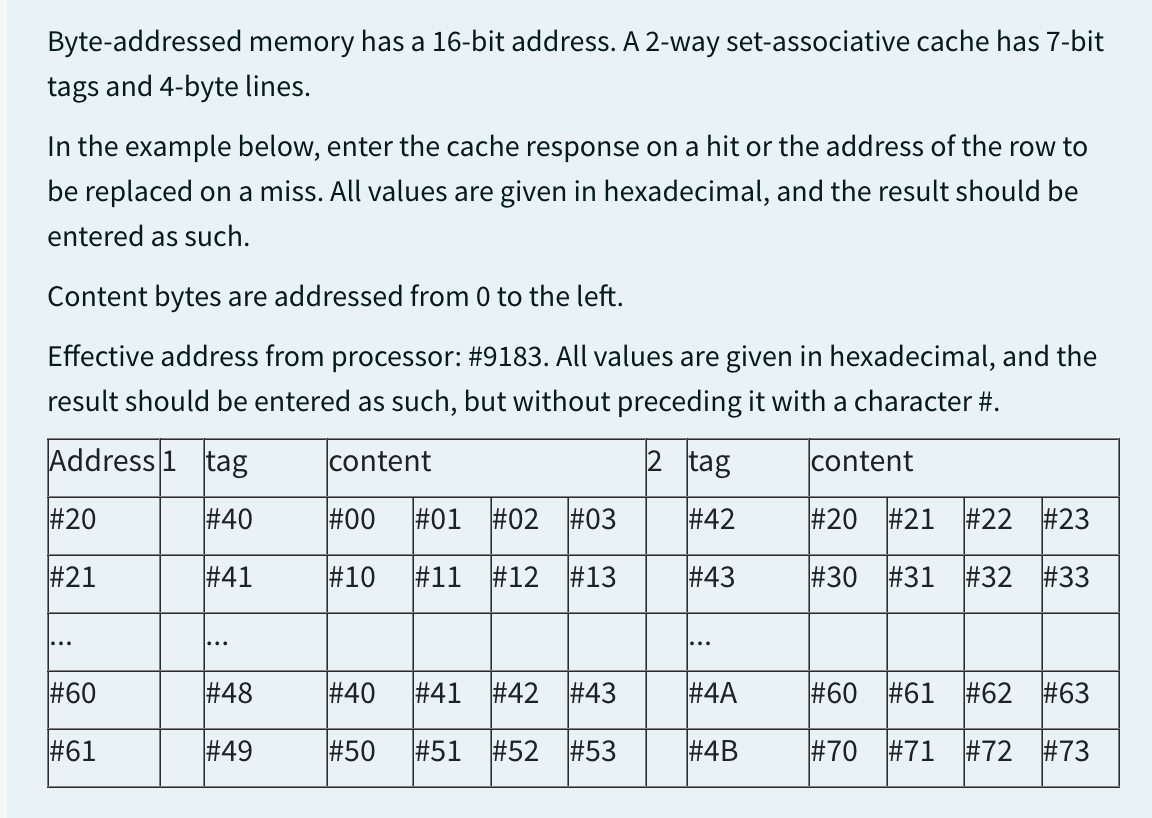 Solved Byte-addressed memory has a 16-bit address. A 2-way | Chegg.com Solved Byte-addressed memory has a 16-bit address. A 2-way | Chegg.com