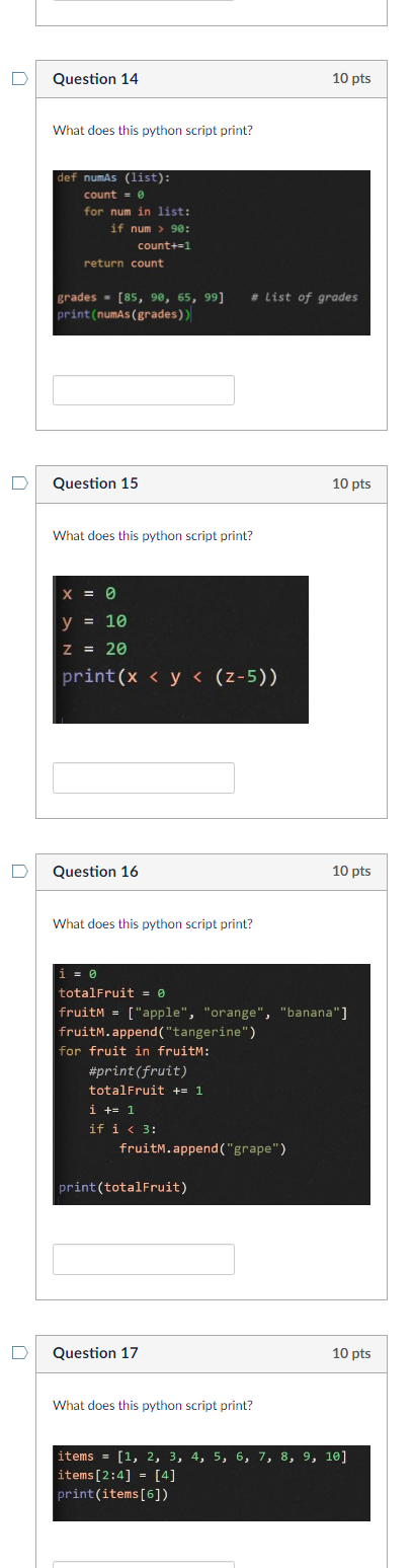 Solved Question 14what Does This Python Script Printdef 1356