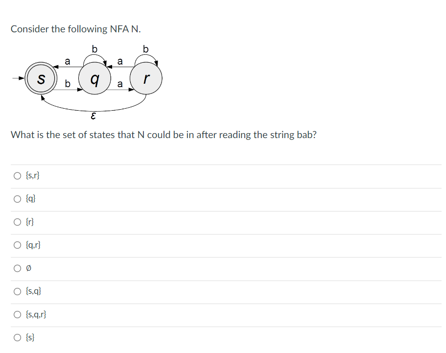 Solved Consider the following NFA N. What is the set of | Chegg.com