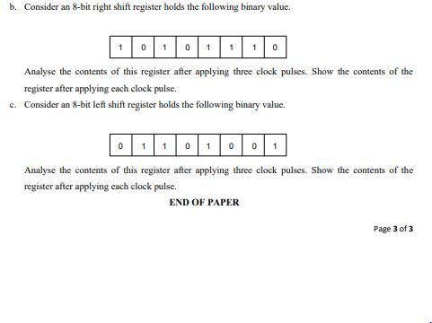 Solved b. Consider an 8-bit right shift register holds the | Chegg.com