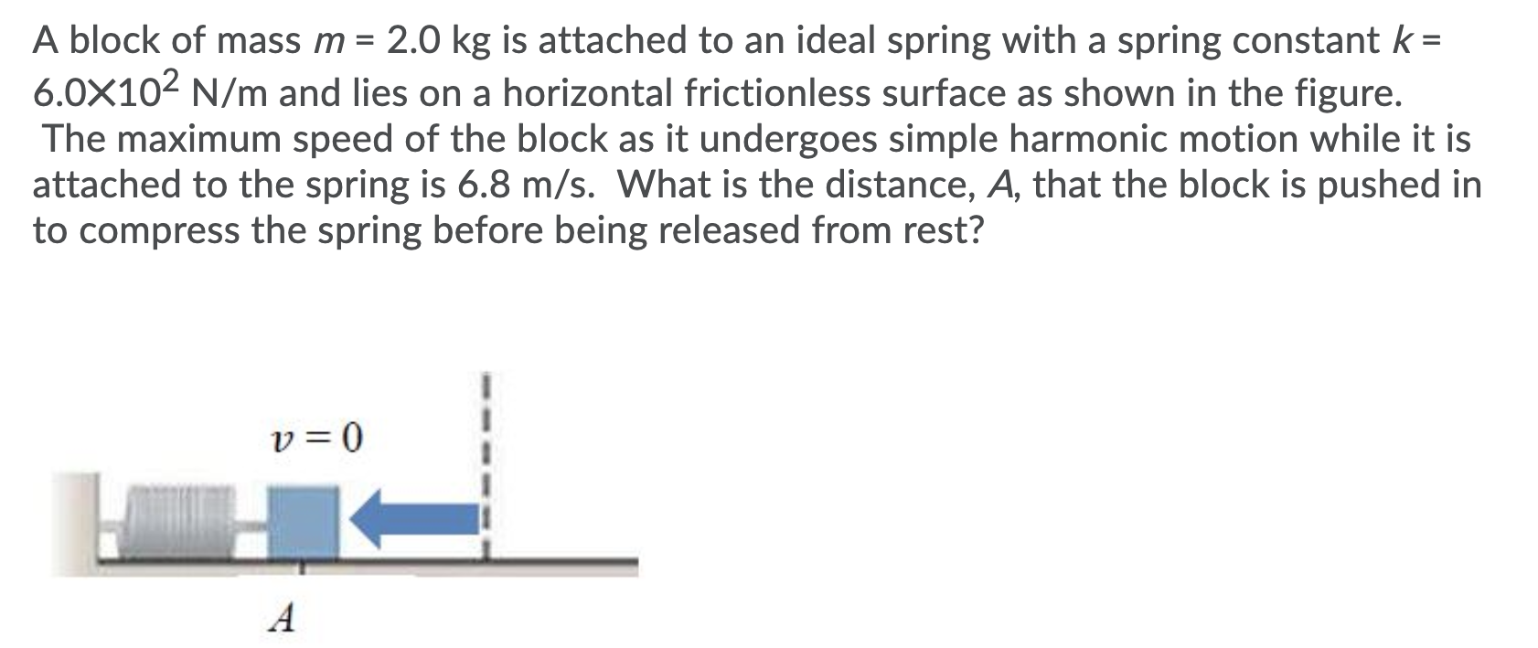 Solved A block of mass m = 2.0 kg is attached to an ideal | Chegg.com