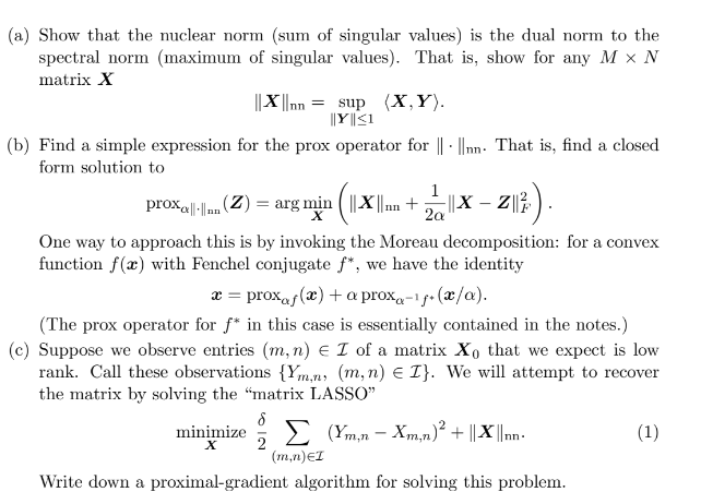 Solved - 21%) (a) Show that the nuclear norm (sum of | Chegg.com