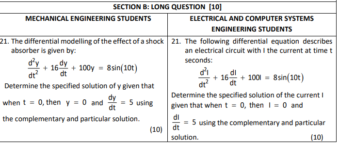 Solved SECTION B: LONG QUESTION [10] MECHANICAL ENGINEERING | Chegg.com