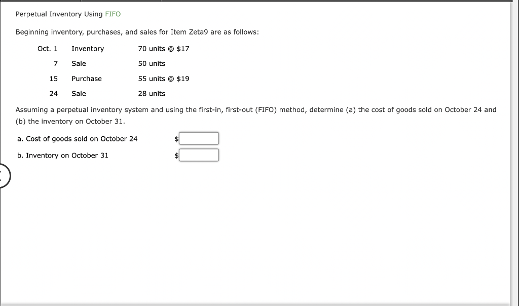 Solved Perpetual Inventory Using FIFO Beginning inventory, | Chegg.com