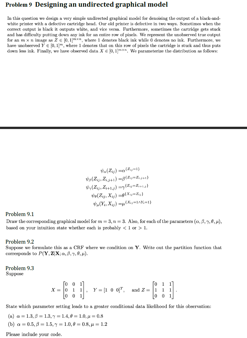 Solved Problem 9 Designing an undirected graphical model In | Chegg.com