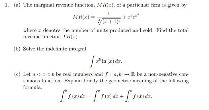 Solved (a) The marginal revenue function, MR(x), of a | Chegg.com