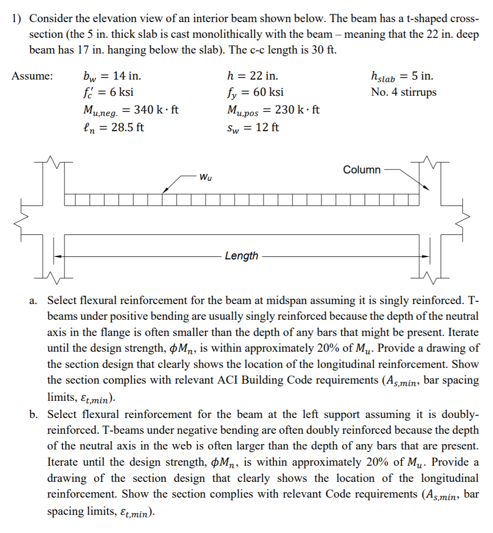 1) Consider the elevation view of an interior beam | Chegg.com