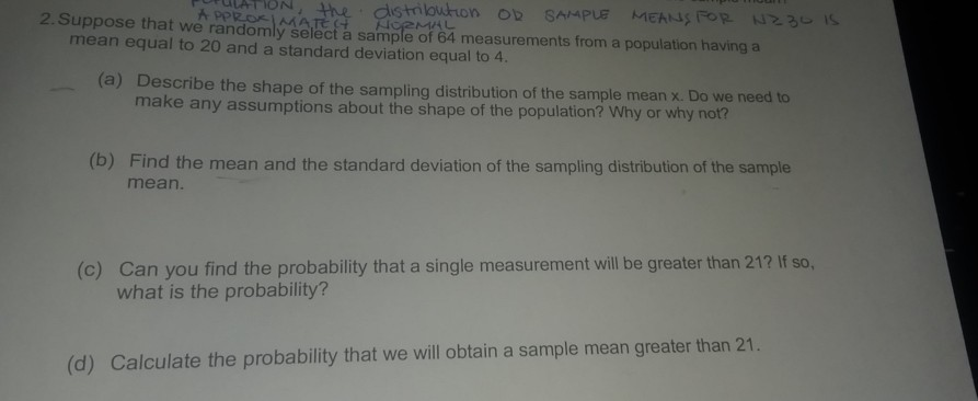 Solved 2 Suppose that we randomly Select a sample of 64 | Chegg.com