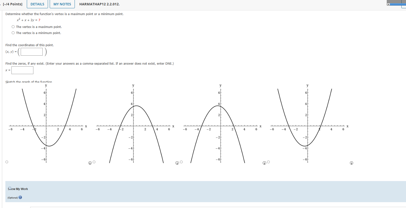 Solved Determine whether the function's vertex is ﻿a maximum | Chegg.com