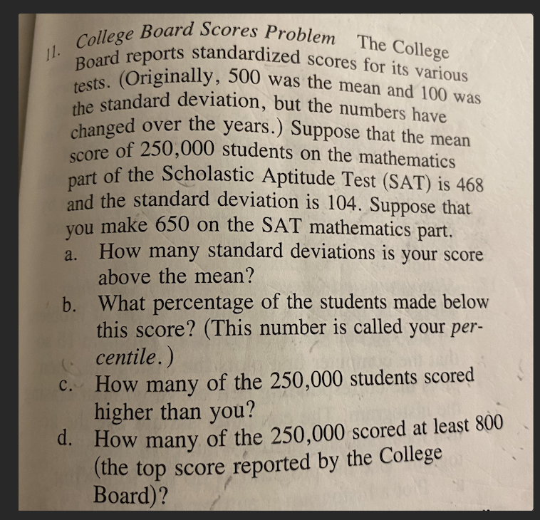 Solved 11. part College Board Scores Problem The College | Chegg.com