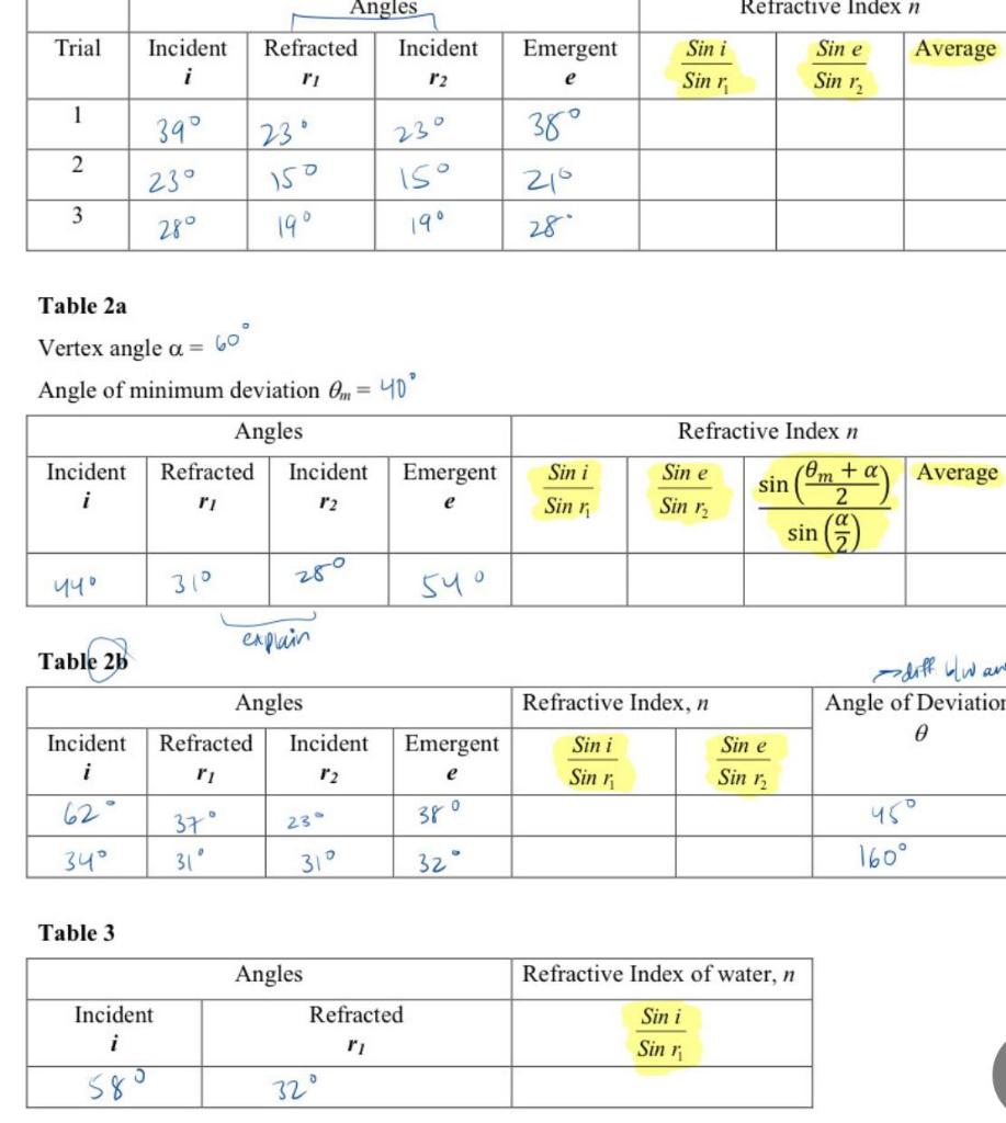 Solved REFRACTION Purpose a. To study the refraction of | Chegg.com