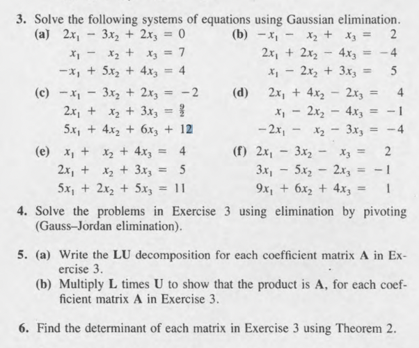 3. Solve the following systems of equations using | Chegg.com