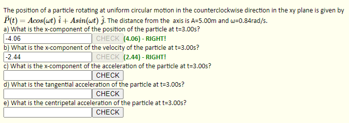 Solved The position of a particle rotating at uniform | Chegg.com