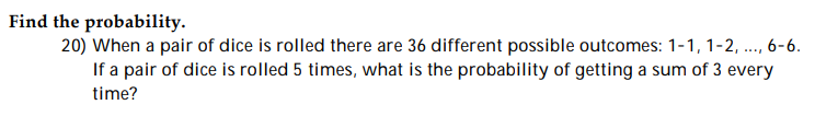 Solved Find the probability. 20) When a pair of dice is | Chegg.com