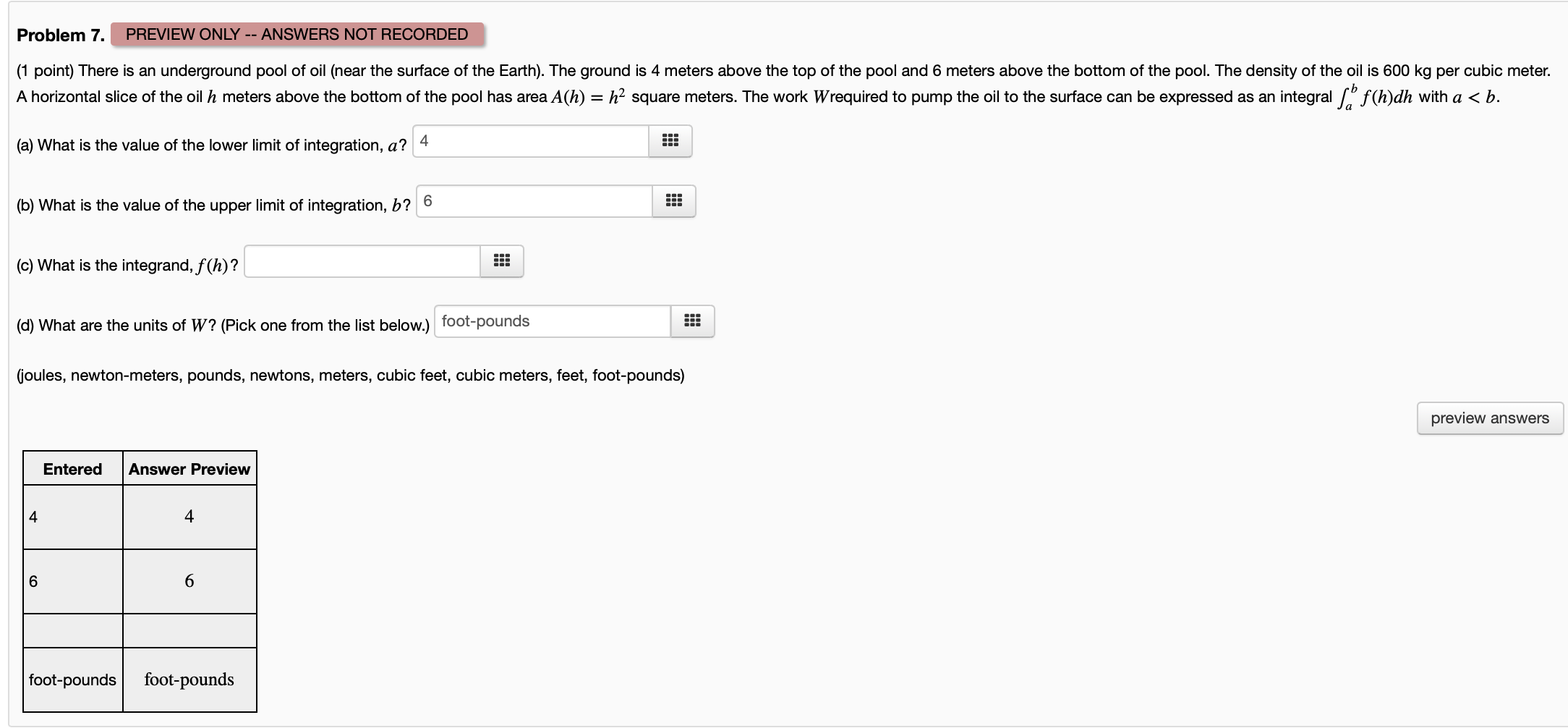 Solved Problem 7. PREVIEW ONLY -- ANSWERS NOT RECORDED (1 | Chegg.com