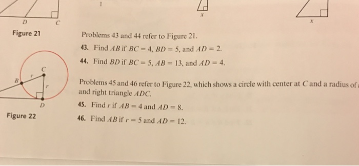 Find AB if BC = 4. BD = 5, and AD = 2. Find BD if BC | Chegg.com