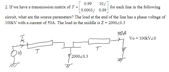 Solved 2. If we have a transmission matrix of | Chegg.com