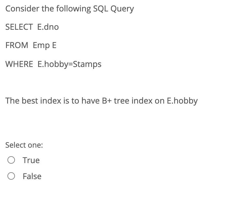 Solved Consider the following SQL Query SELECT E.dno FROM | Chegg.com