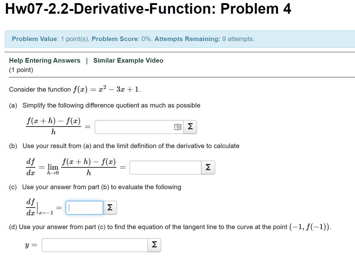 Solved Hw07-2.2-Derivative-Function: Problem 4 Problem | Chegg.com