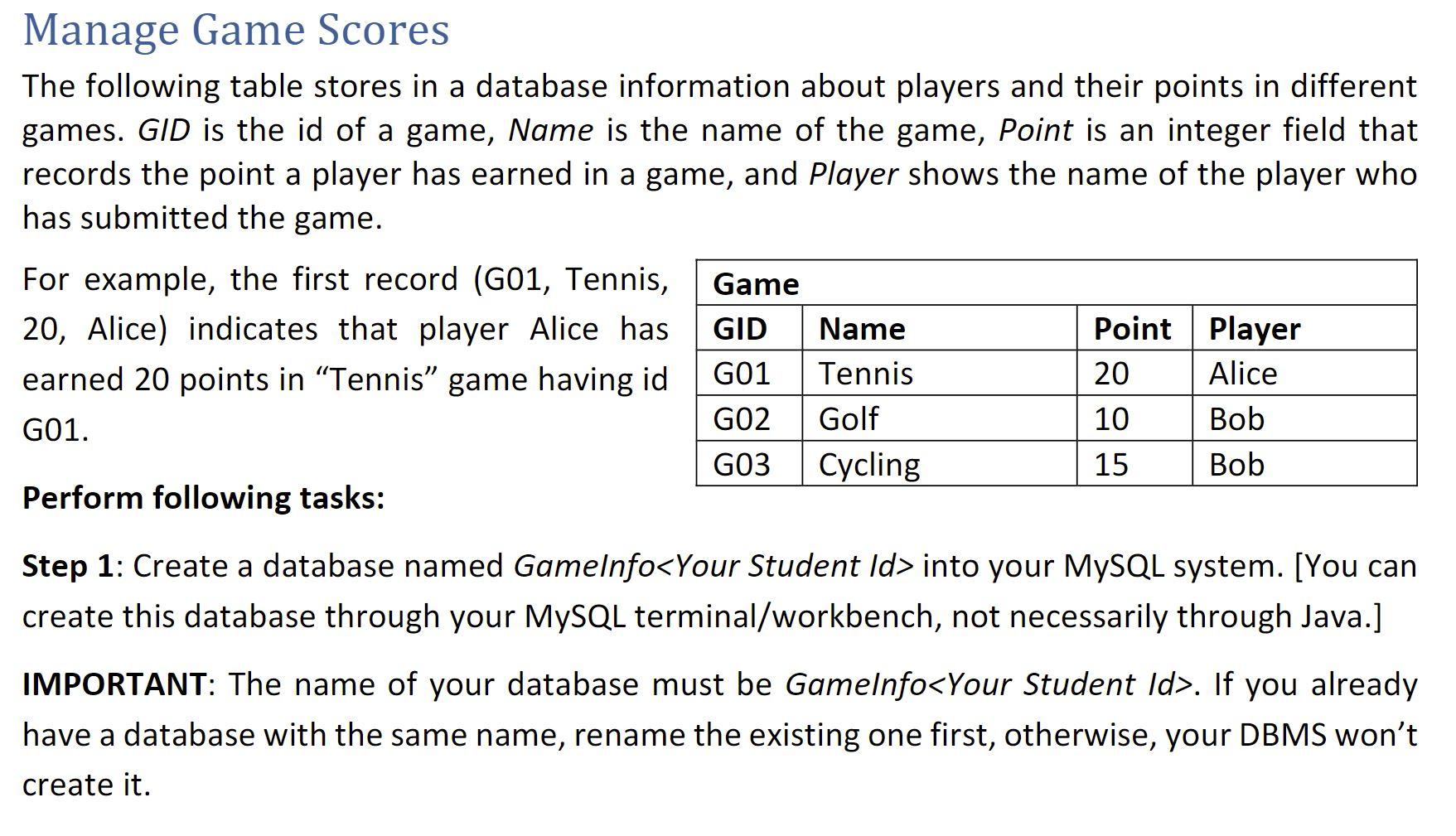 Solved Manage Game Scores The following table stores in a | Chegg.com