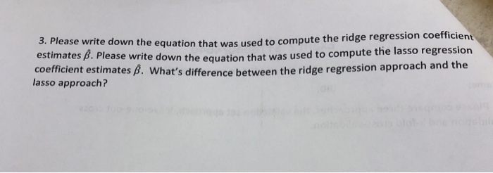 Solved the equation that was used to compute the ridge | Chegg.com