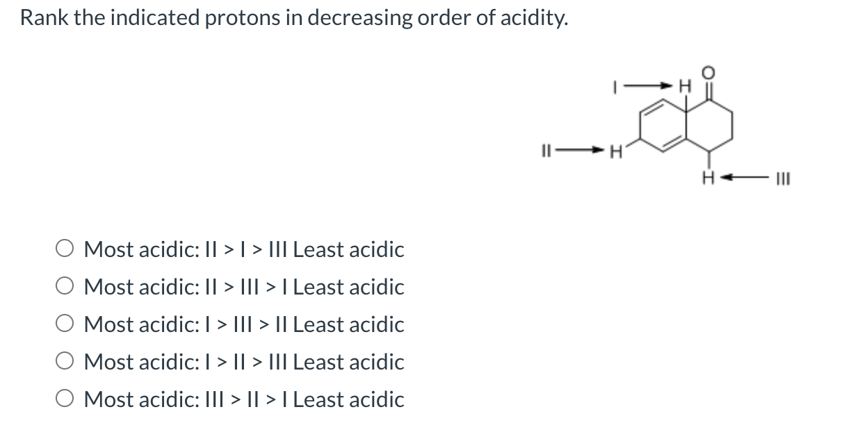 Solved Rank the indicated protons in decreasing order of | Chegg.com