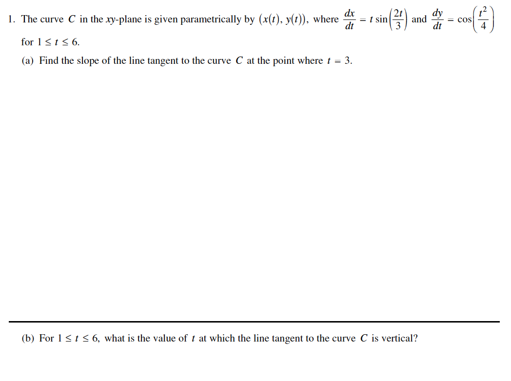 Solved 2t 1. The curve C in the xy-plane is given | Chegg.com