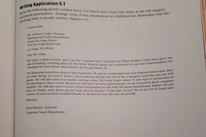 Solved Application 5.1 he following poorly written letter. | Chegg.com