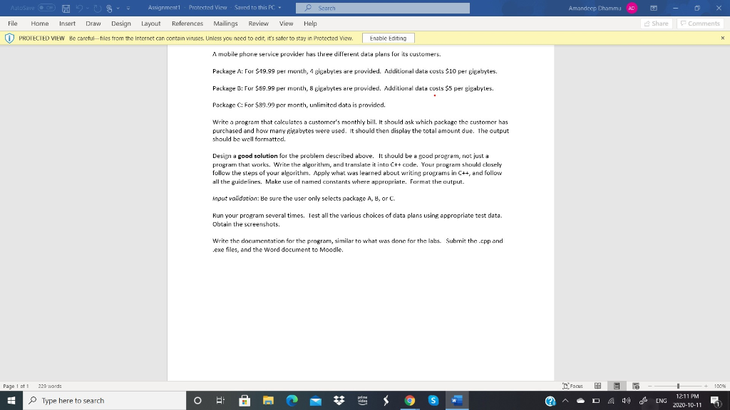 Solved AutoSave 2 Assignment1 - Protected ViewSaved to this | Chegg.com