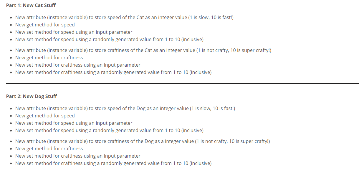 Solved import java.util.Random; public class Dog { | Chegg.com