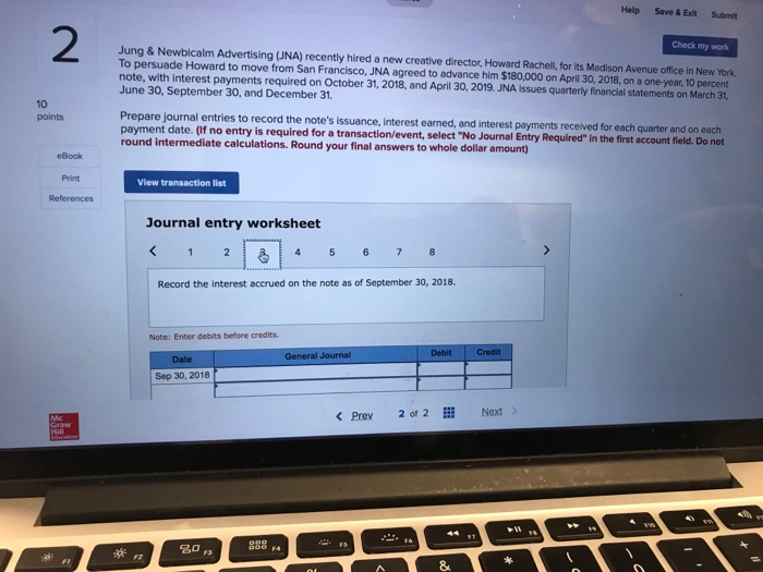 Solved Assignment #7 Help Save &Exit Submit Check my work | Chegg.com
