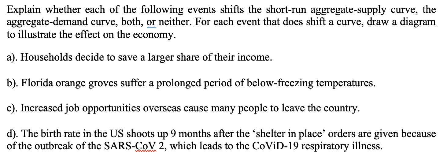 Solved Explain whether each of the following events shifts | Chegg.com