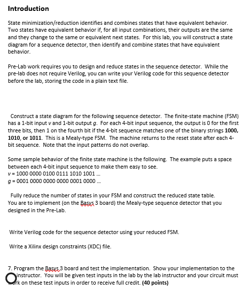 Solved Introduction State minimization/reduction identifies | Chegg.com
