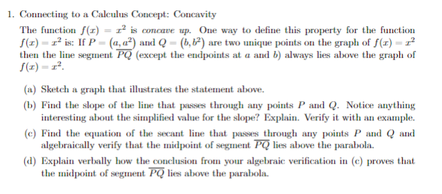Solved 1. Connecting to a Calculus Concept: Concavity The | Chegg.com