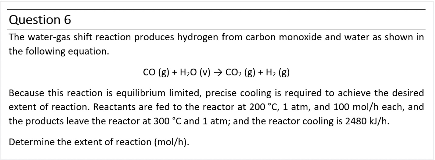 Solved The water-gas shift reaction produces hydrogen from | Chegg.com